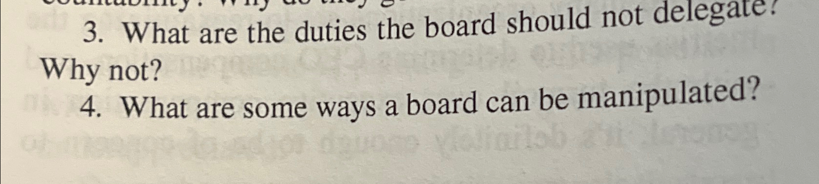 Solved What are the duties the board should not delegate? | Chegg.com