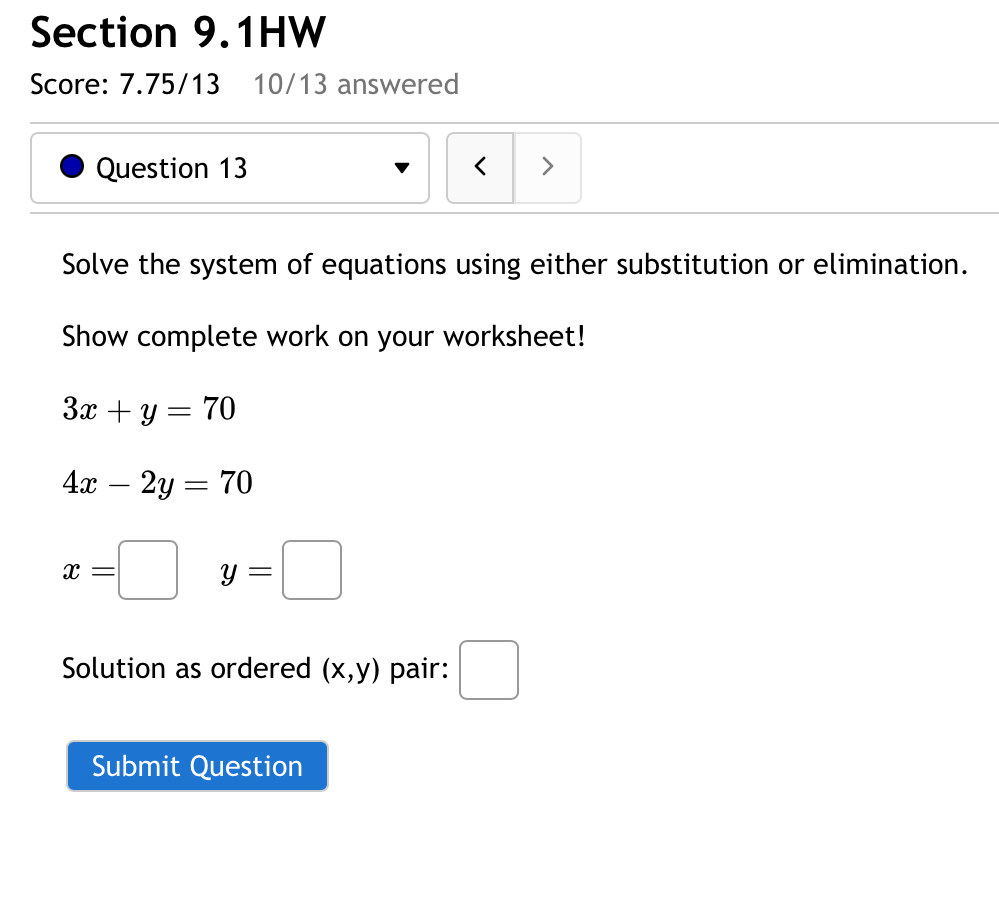 Solved Section 9.1HWScore: 7.75/13 10/13 ﻿answeredSolve the | Chegg.com