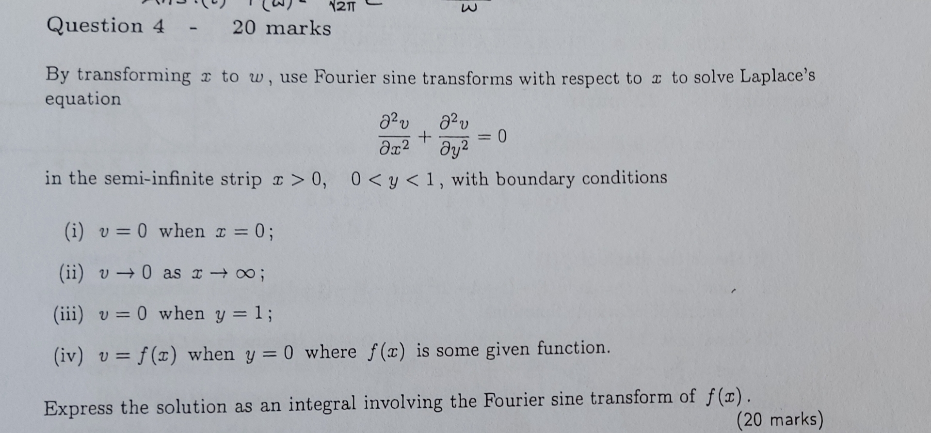 Solved Question 4 - 20 ﻿marksBy transforming x ﻿to w, ﻿use | Chegg.com