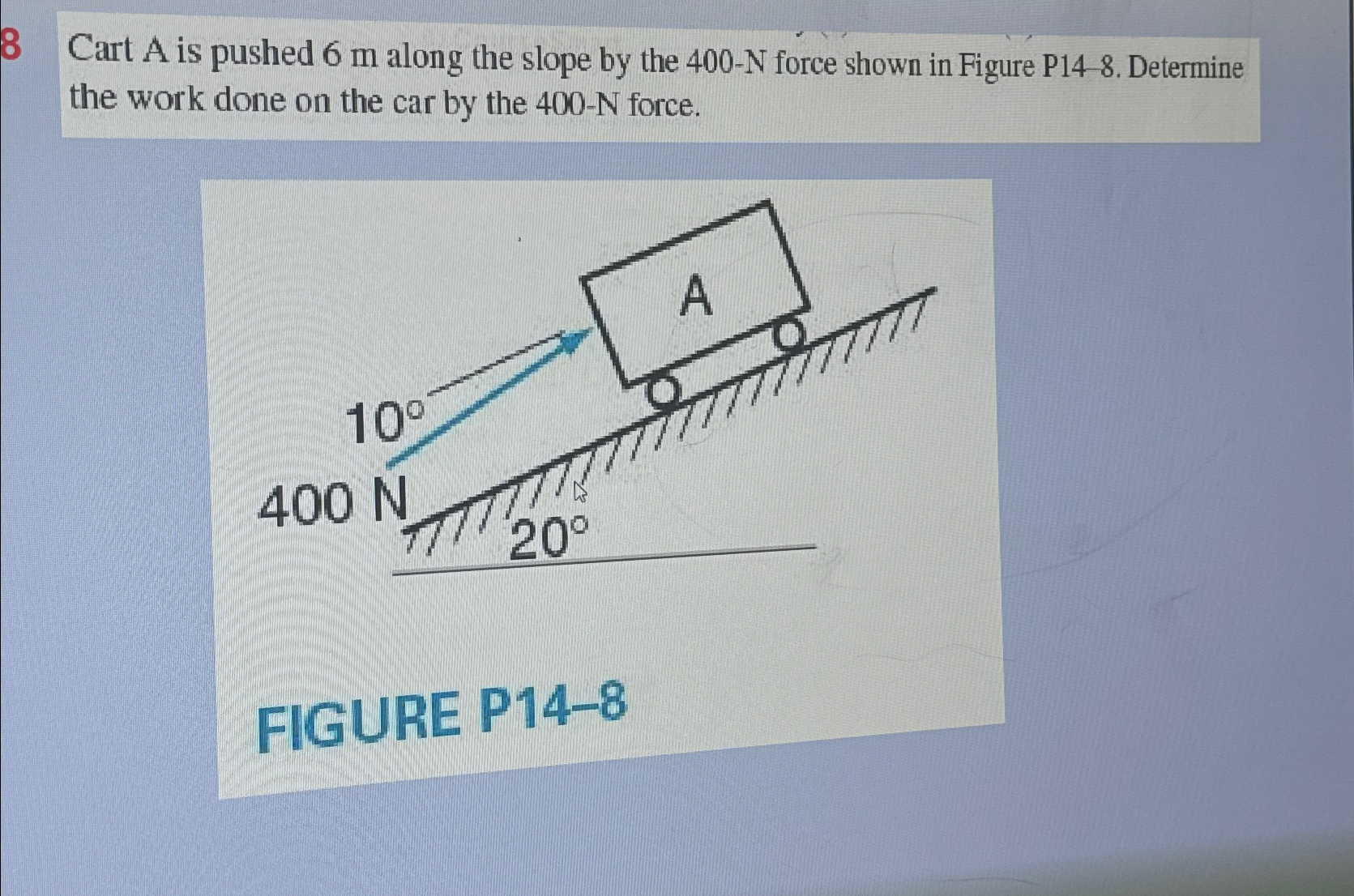 Solved Cart A is pushed 6m ﻿along the slope by the 400-N | Chegg.com