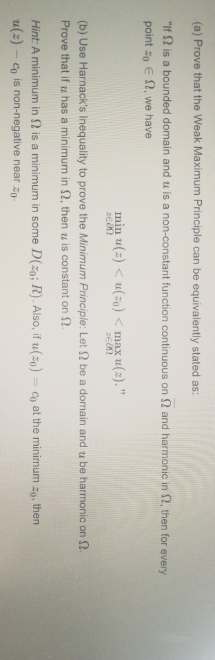 (a) Prove that the Weak Maximum Principle can be | Chegg.com