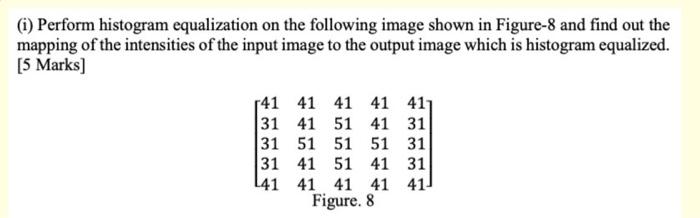 Solved (1) Perform histogram equalization on the following | Chegg.com