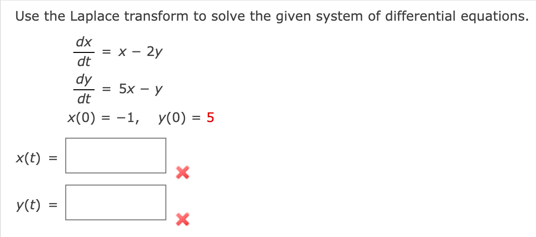 Solved Use the Laplace transform to solve the given system | Chegg.com