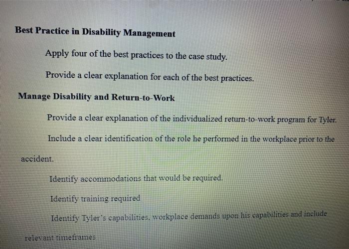 Solved please apply and answer best practices in diability | Chegg.com