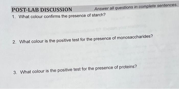 Solved 1. What colour confirms the presence of starch? 2. | Chegg.com