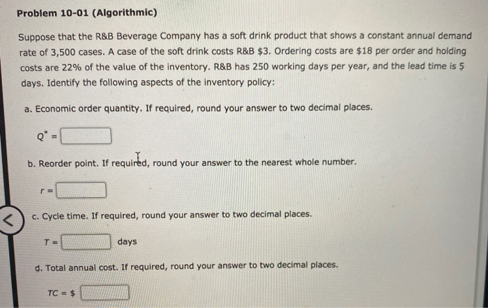 Solved Problem 10-01 (Algorithmic) Suppose that the R&B | Chegg.com