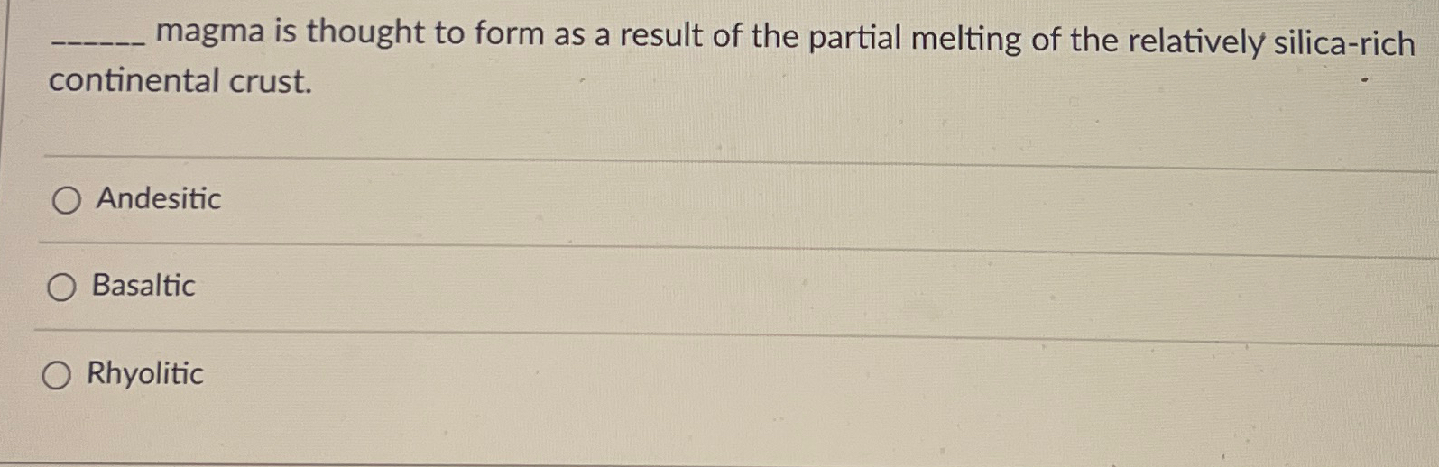 Solved magma is thought to form as a result of the partial | Chegg.com