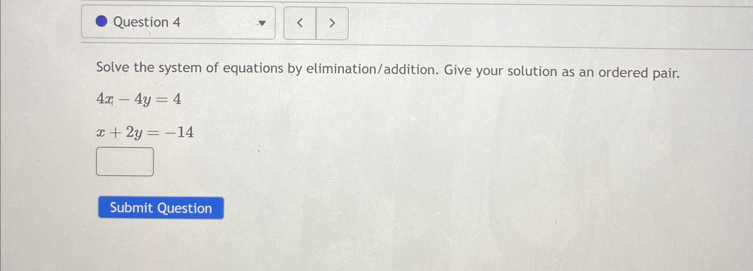 Solved Question 4Solve the system of equations by | Chegg.com