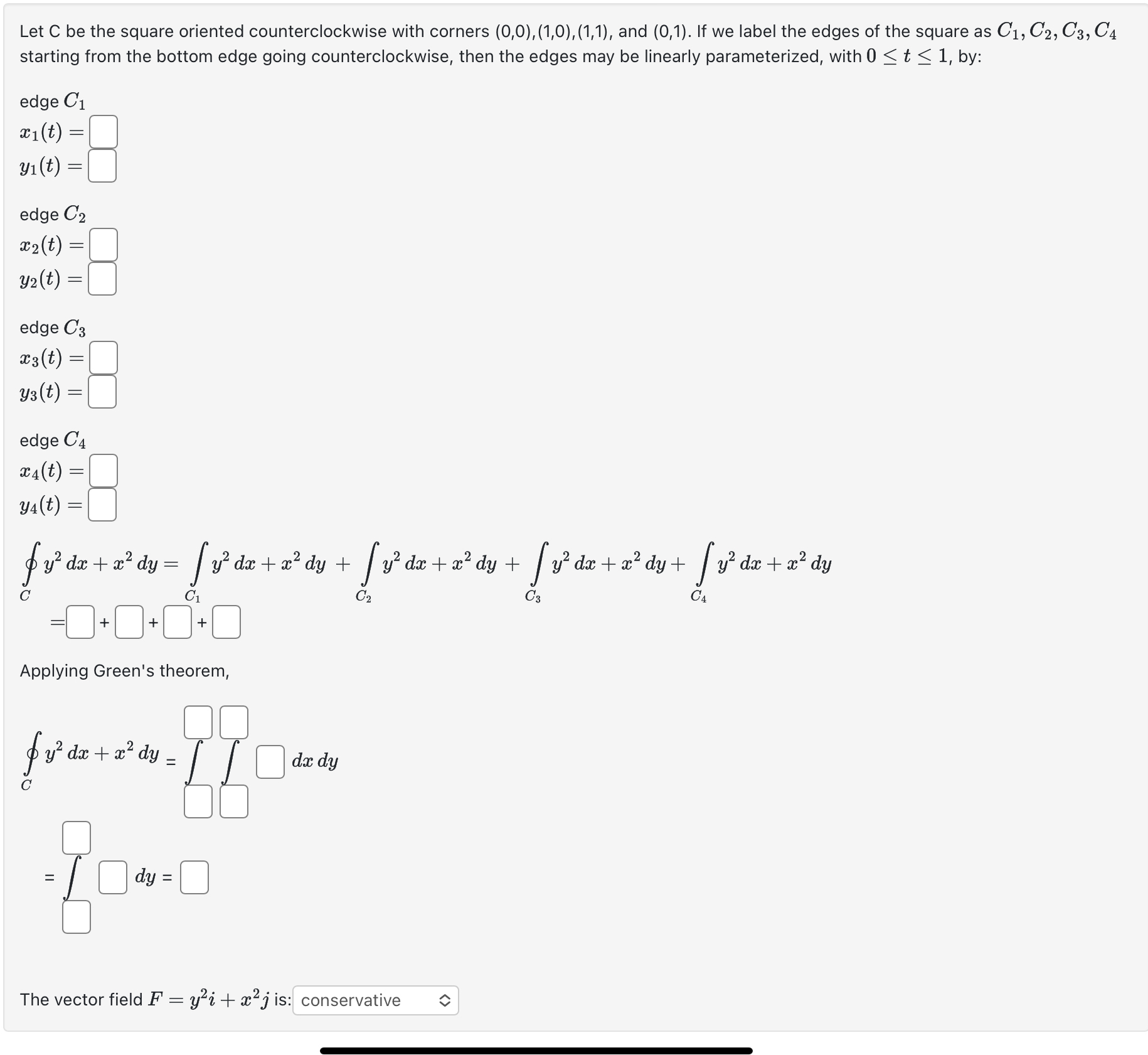 Solved Let C ﻿be the square oriented counterclockwise with | Chegg.com