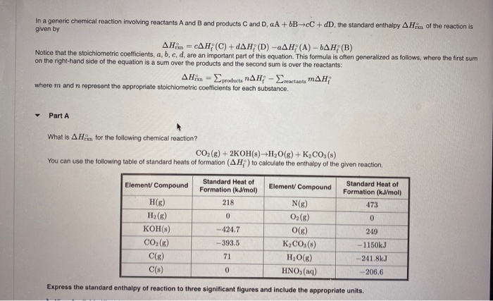 Solved In a generic chemical reaction involving reactants A | Chegg.com