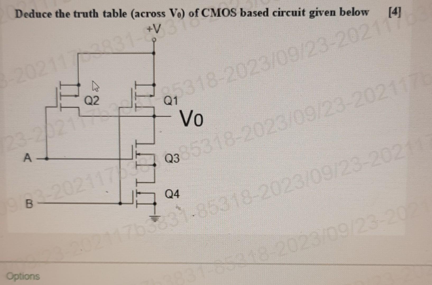 Solved Deduce the truth table (across V0 ) of CMOS based | Chegg.com