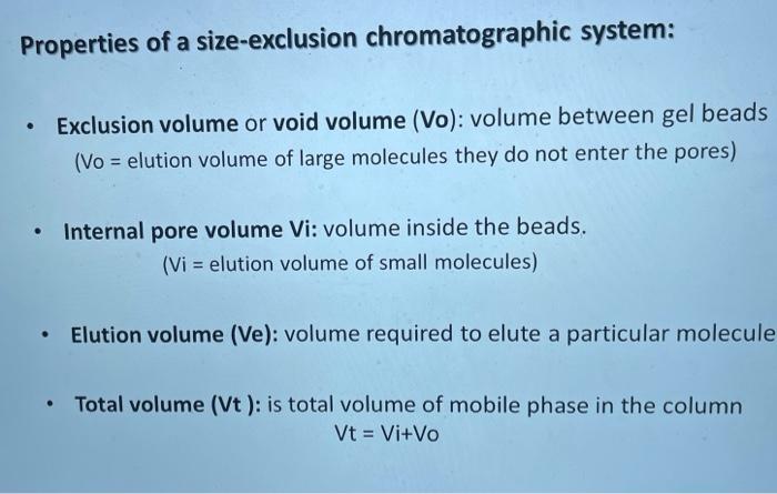 2. The following elution volume were measured for a | Chegg.com