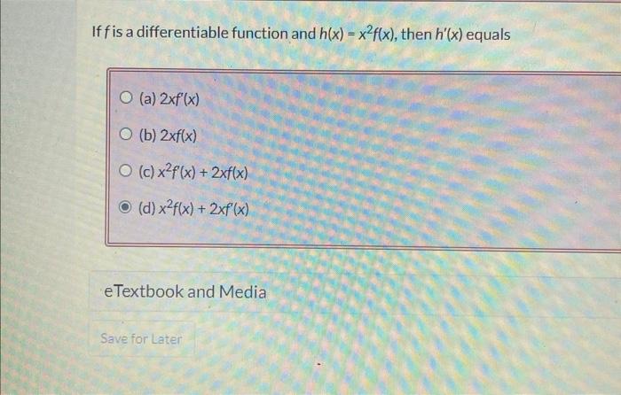 Solved If f is a differentiable function and h(x)=x2f(x), | Chegg.com