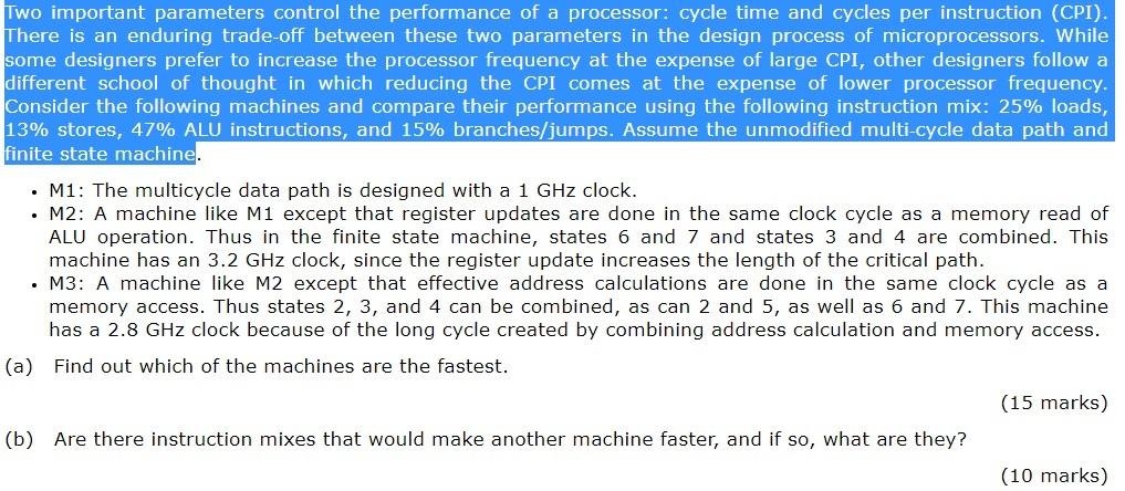 Solved Two important parameters control the performance of a | Chegg.com