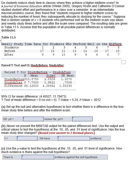 Solved Do students reduce study time in classes where they | Chegg.com