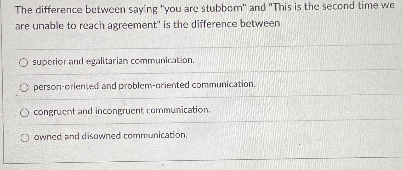 Solved The difference between saying "you are stubborn" and | Chegg.com