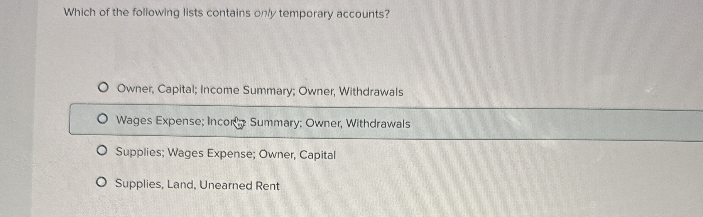 Solved Which of the following lists contains only temporary | Chegg.com