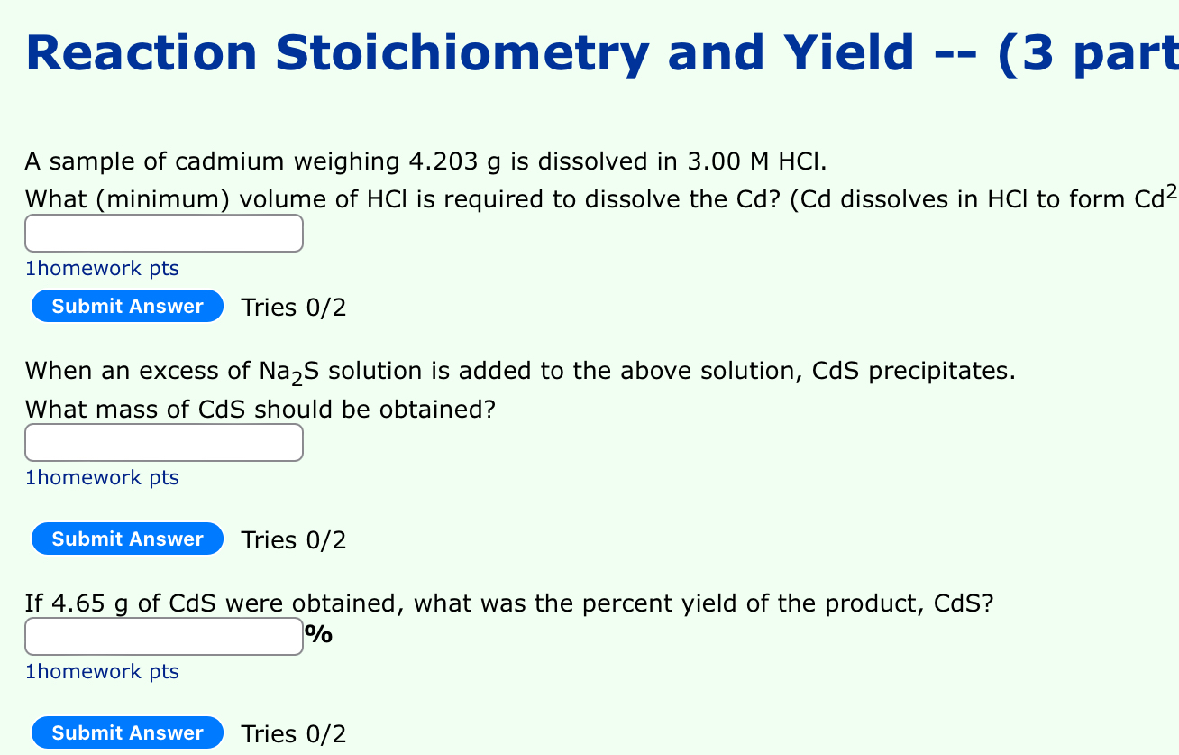 Solved Reaction Stoichiometry and Yield -- (3 ﻿partA sample | Chegg.com