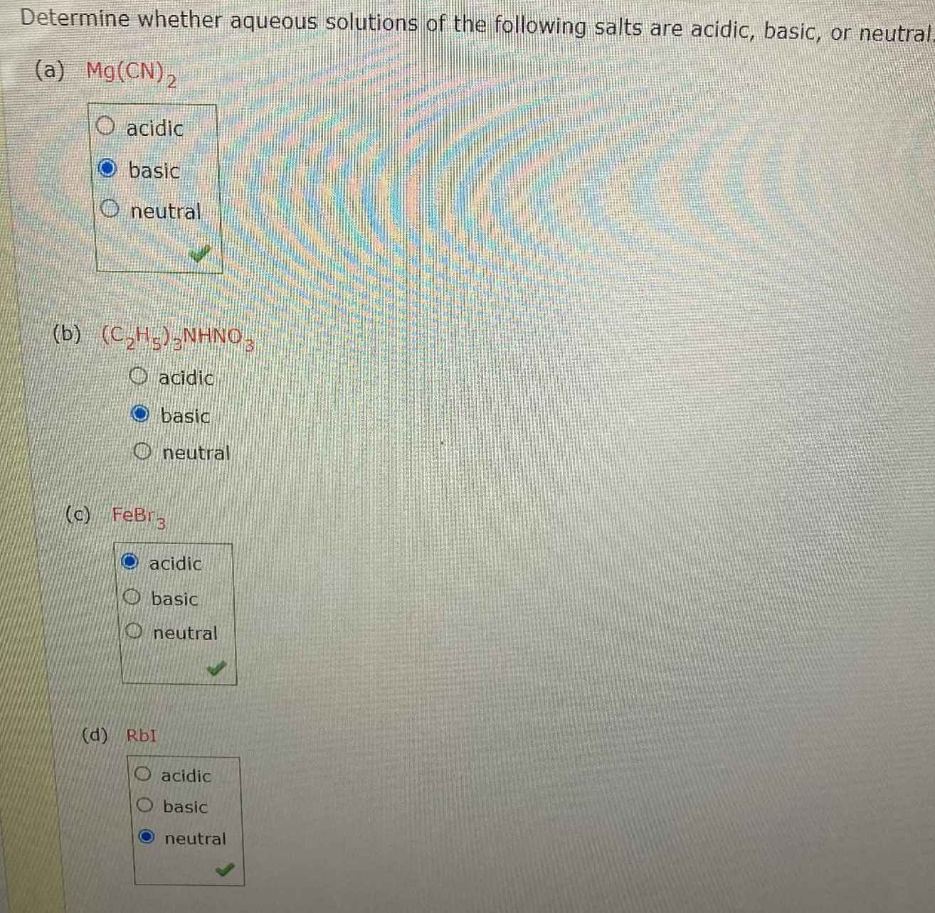 Solved Determine whether aqueous solutions of the following | Chegg.com