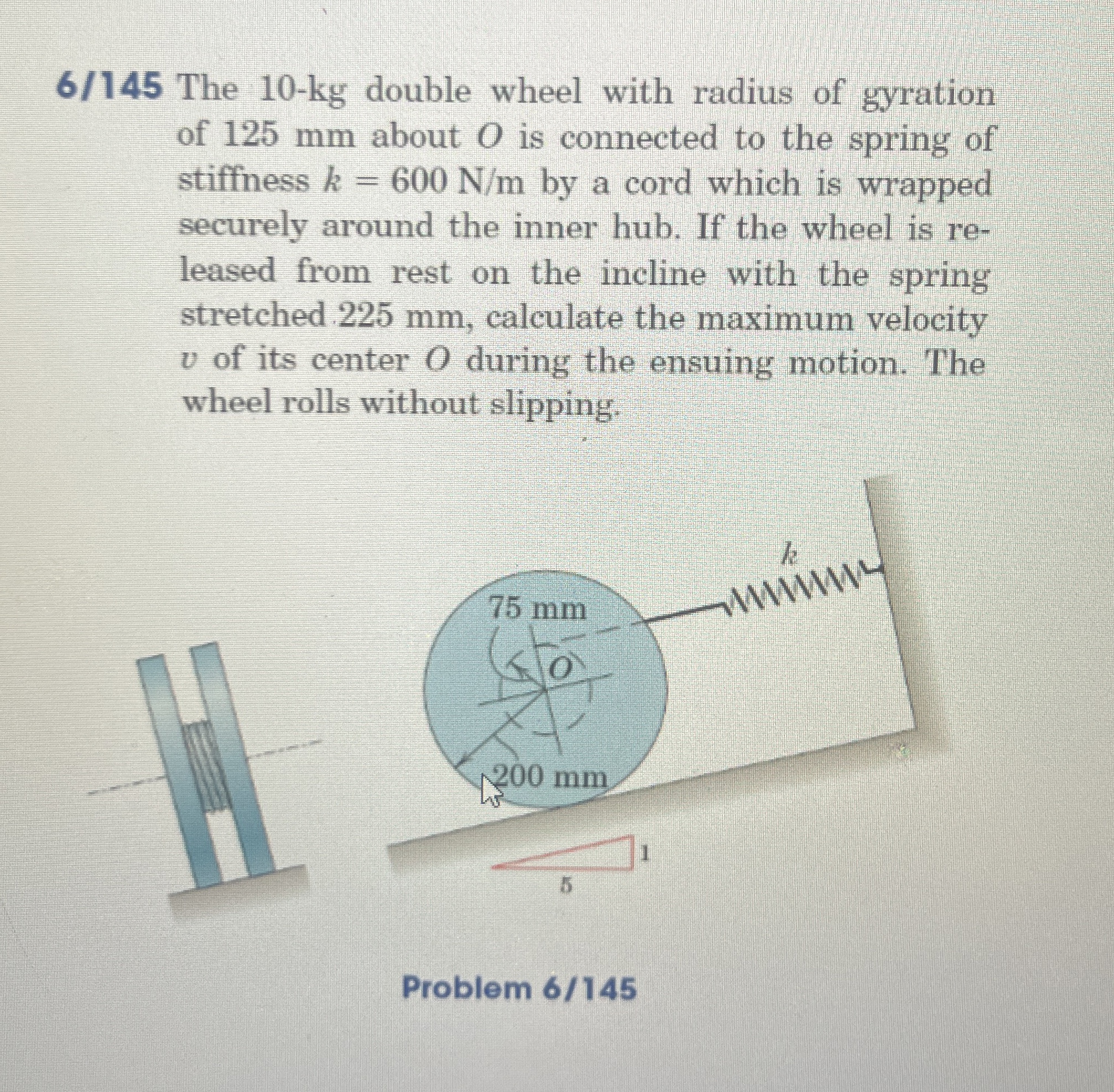 Solved 6/145 ﻿The 10-kg ﻿double wheel with radius of | Chegg.com