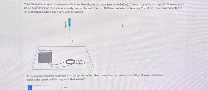 Solved You throw a bar magnet downward with its south end | Chegg.com