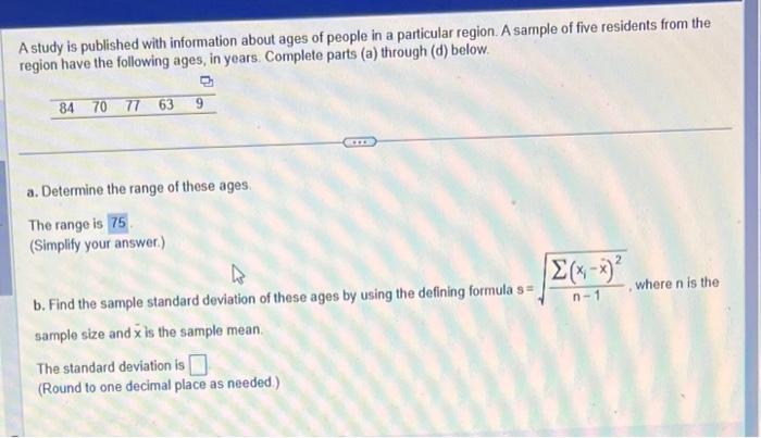 Solved A study is published with information about ages of | Chegg.com