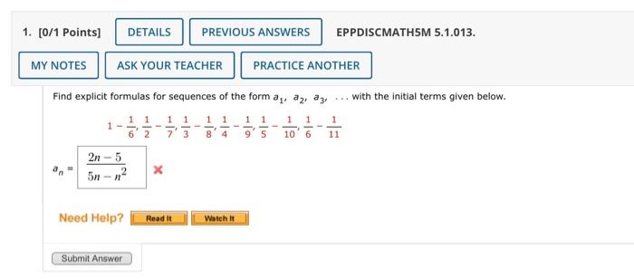 Solved Find explicit formulas for sequences of the form | Chegg.com
