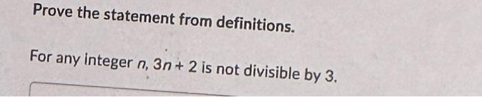Solved Prove The Statement From Definitions For Any Integer