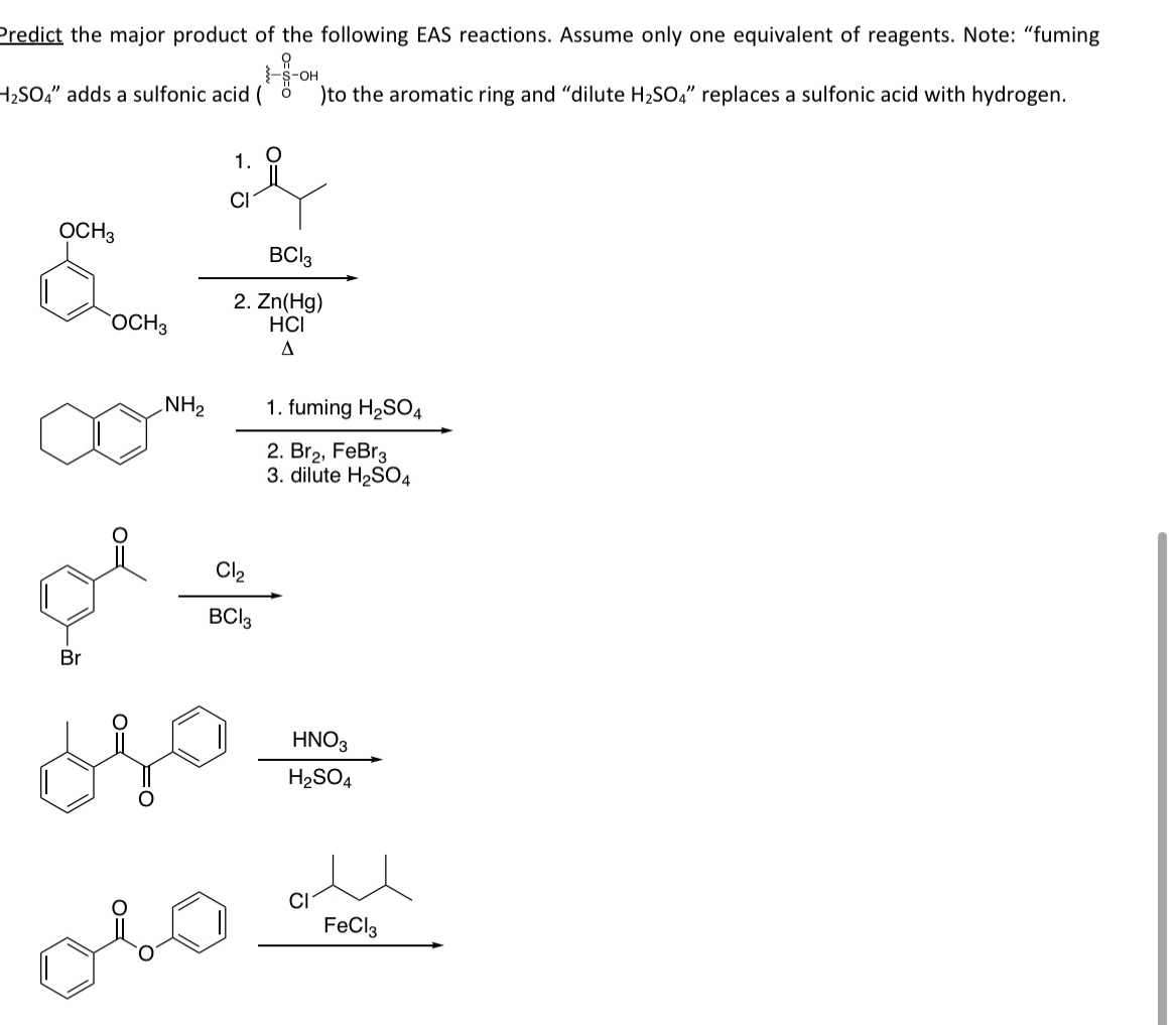 Solved Predict the major product of the following EAS | Chegg.com