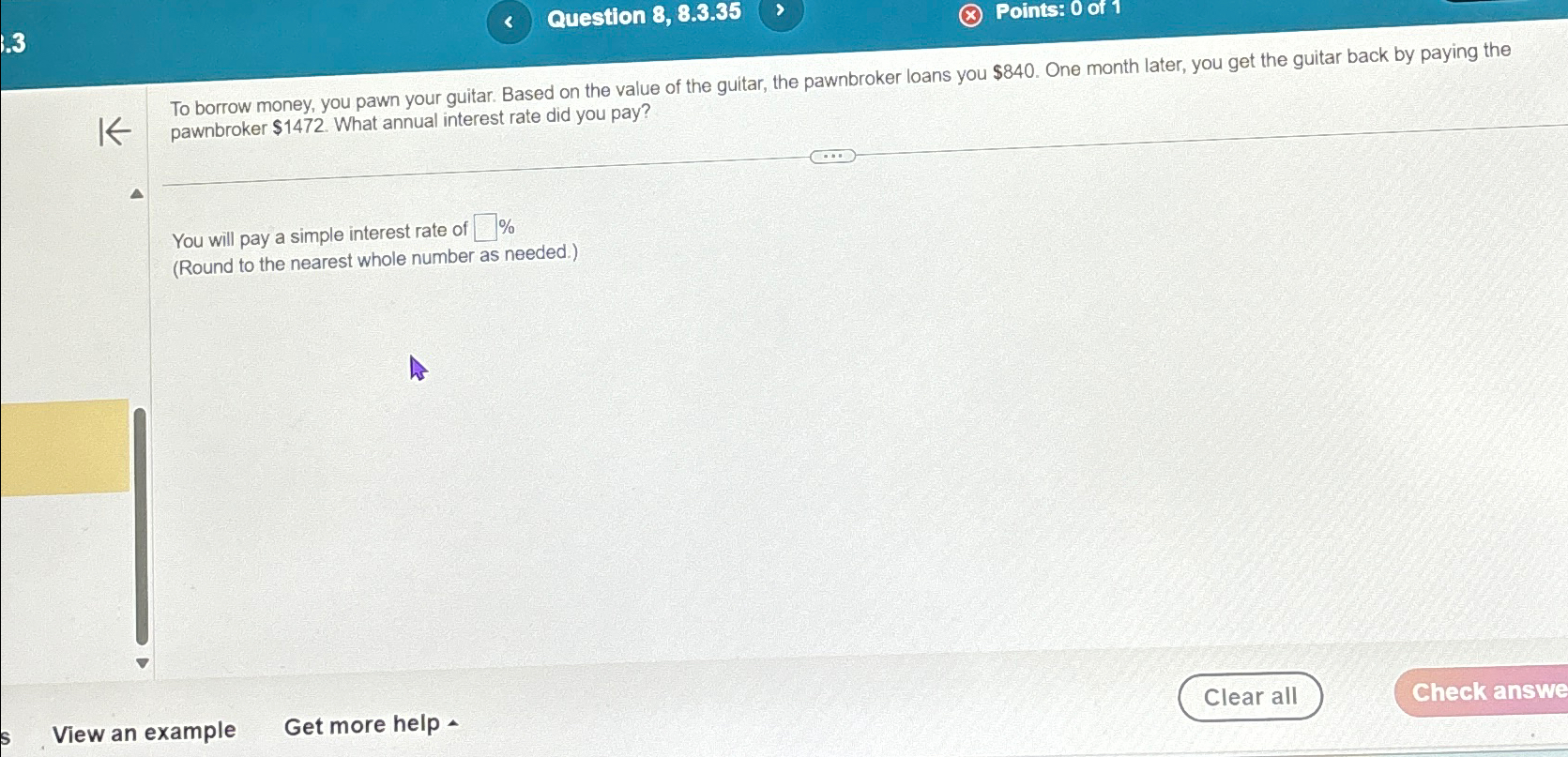 Solved Question 8, 8.3.35\\nPoints: 0 of 1\\nTo borrow | Chegg.com