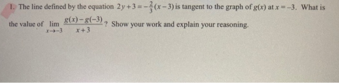 Solved 1. The line defined by the equation 2y+3 ==} (x – 3) | Chegg.com