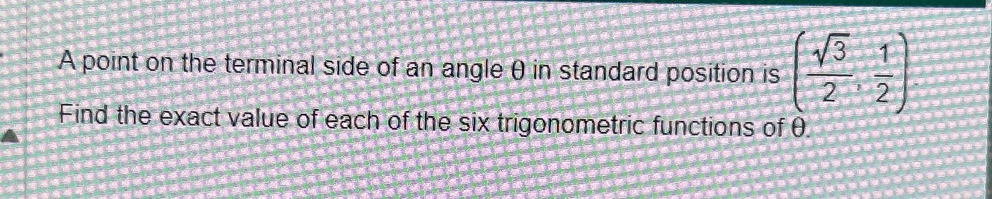 Solved A point on the terminal side of an angle θ ﻿in | Chegg.com
