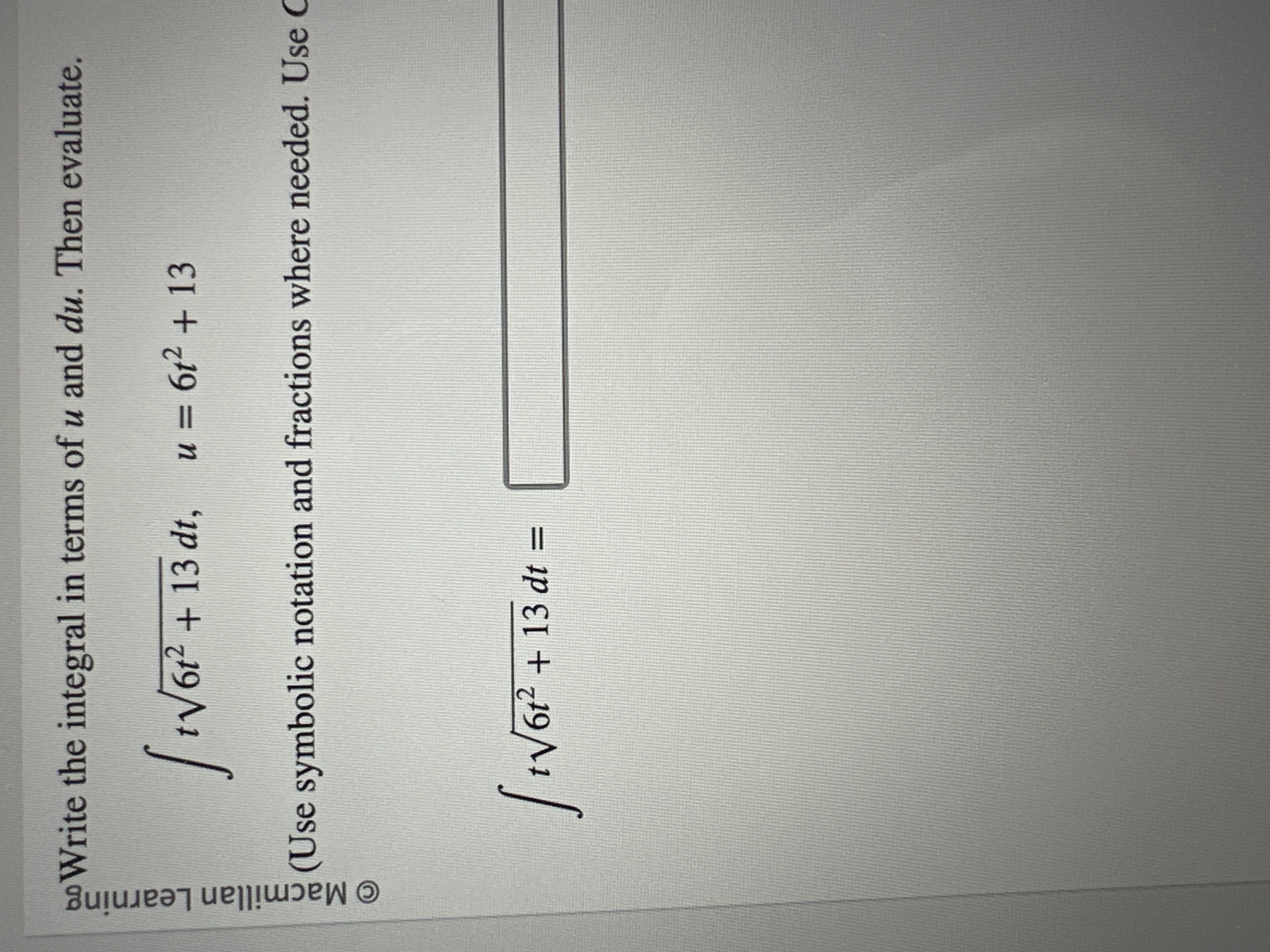 Solved ?2 ﻿Write the integral in terms of u ﻿and du. ﻿Then | Chegg.com