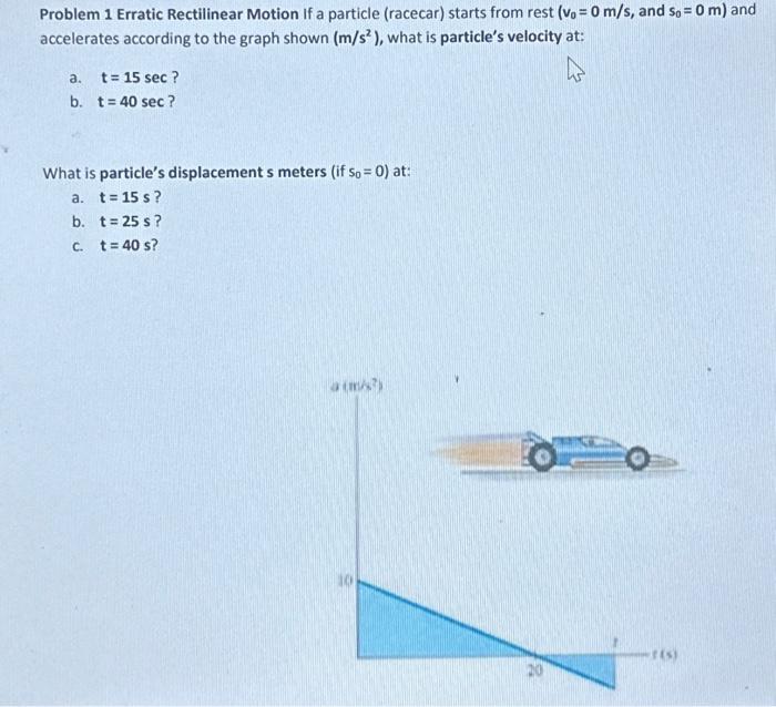 Solved Problem 1 Erratic Rectilinear Motion If a particle | Chegg.com