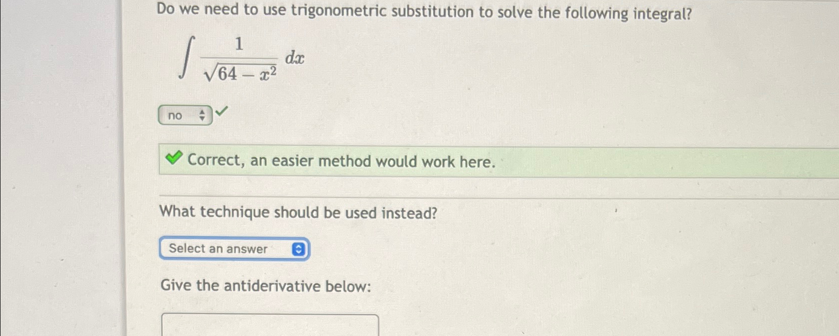Solved Do we need to use trigonometric substitution to solve | Chegg.com