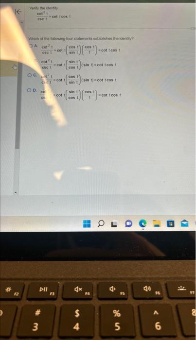 Solved ese t cot21=cottcos1 Which of the foblosing tolat | Chegg.com