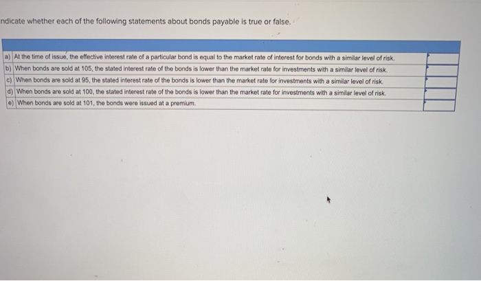 Solved indicate whether each of the following statements | Chegg.com