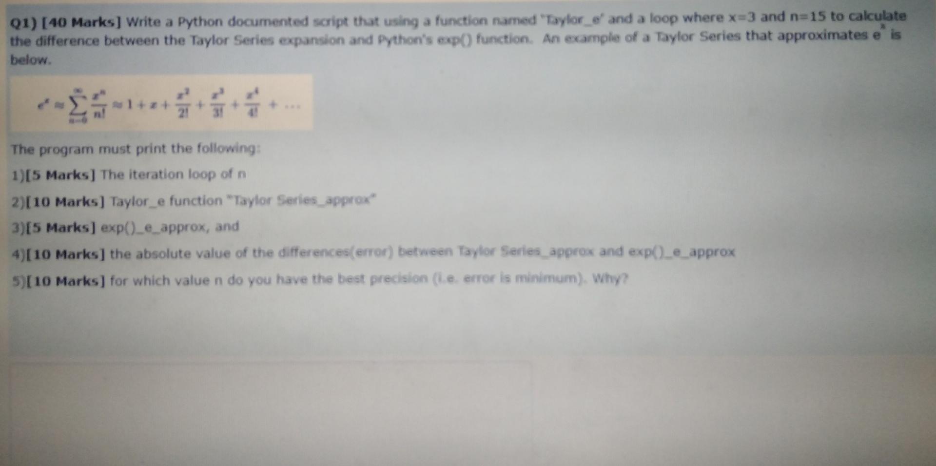 Solved 01 40 Marks Write A Python Documented Script That 