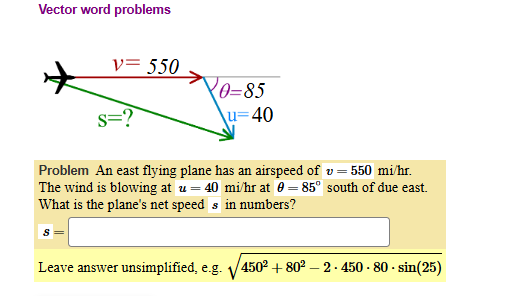 Solved Vector word problemsProblem An ﻿east flying plane has | Chegg.com