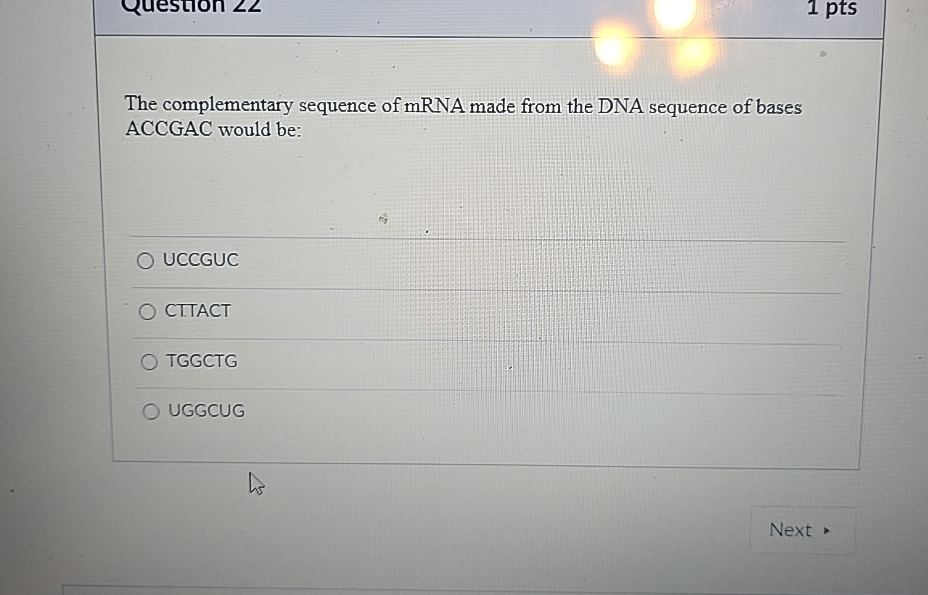 Solved The complementary sequence of mRNA made from the DNA | Chegg.com