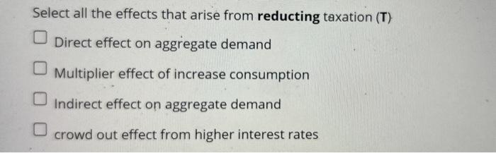 Solved Select all the effects that arise from reducting | Chegg.com