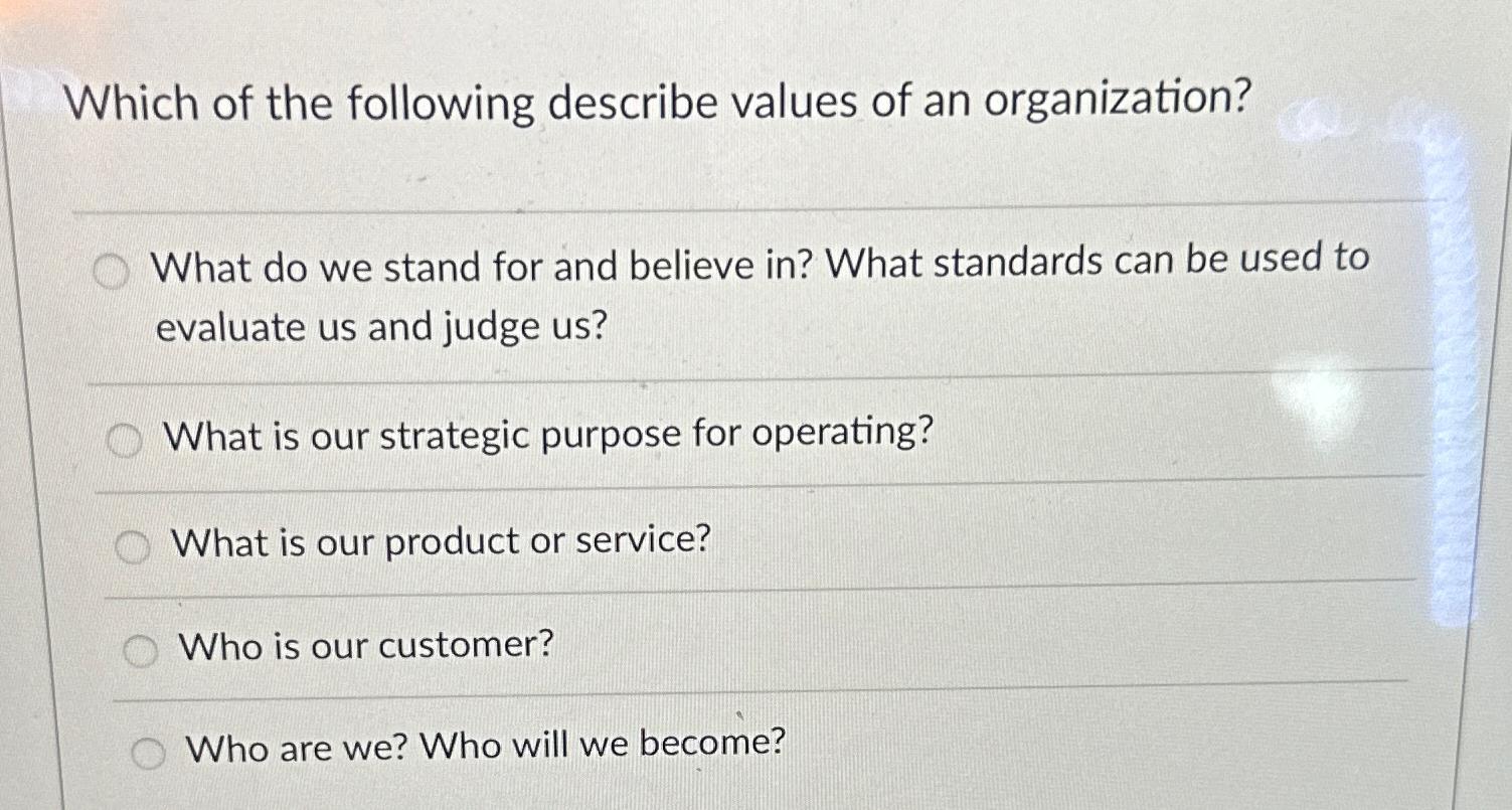 Solved Which of the following describe values of an | Chegg.com