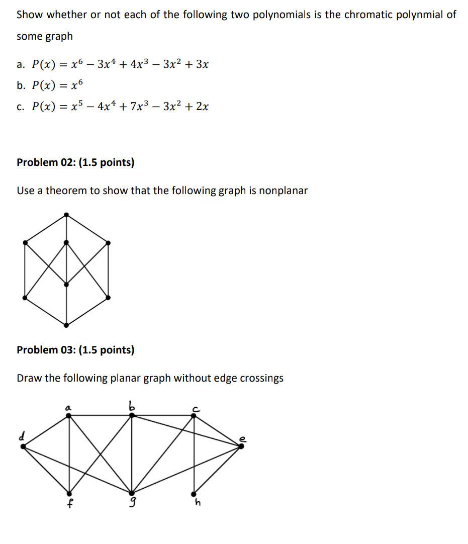 Solved Draw the following planar graph without edge | Chegg.com