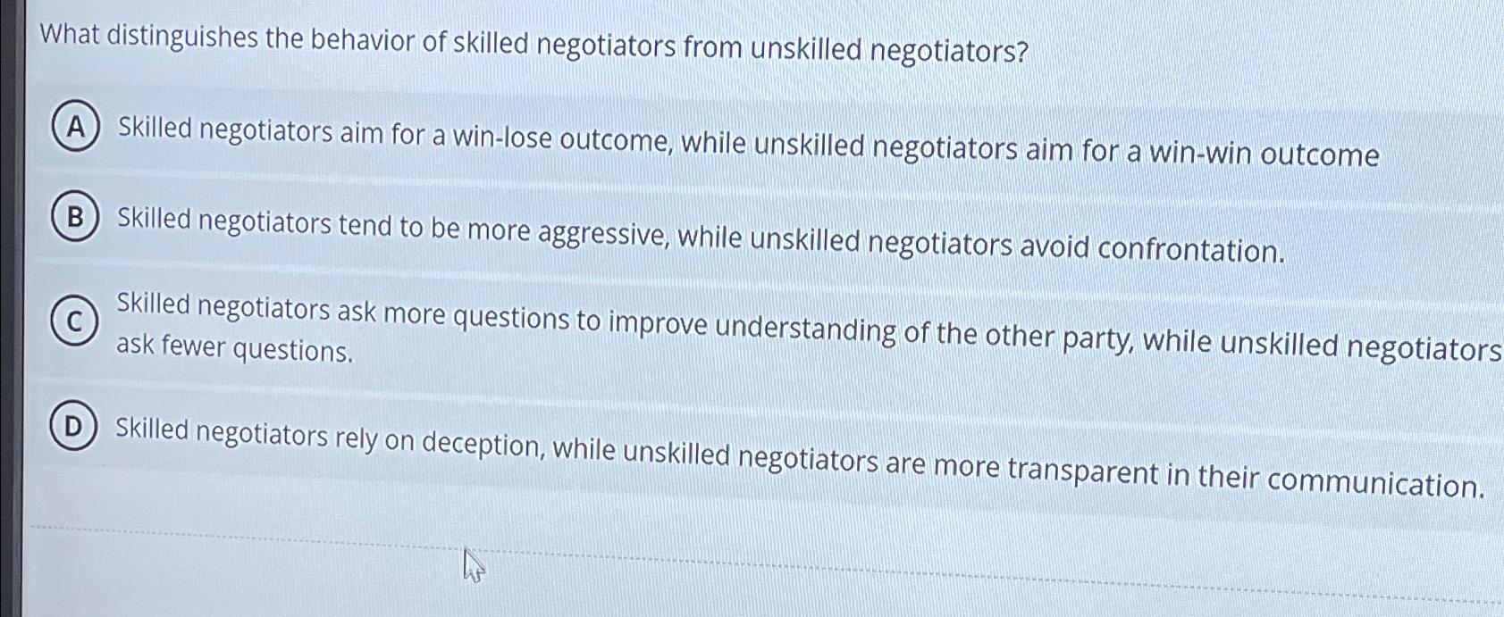 Solved What distinguishes the behavior of skilled | Chegg.com