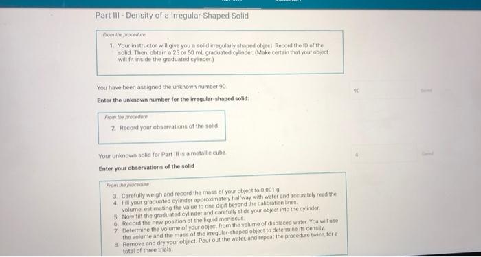 Solved Part III - Density of a Irregular-Shaped Solid From | Chegg.com