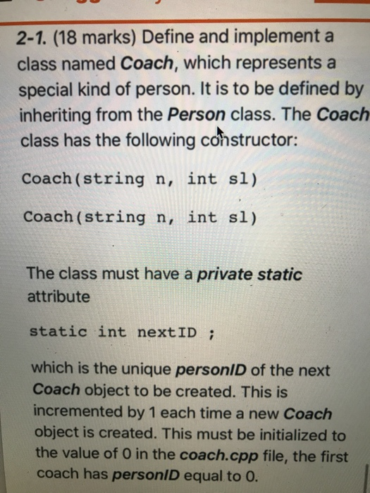 Solved 2-1. (18 marks) Define and implement a class named | Chegg.com