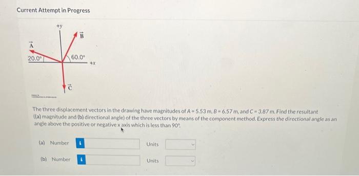 Solved Current Attempt in Progress The three displacement | Chegg.com