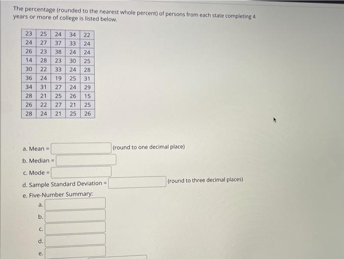 Solved The percentage (rounded to the nearest whole percent) | Chegg.com