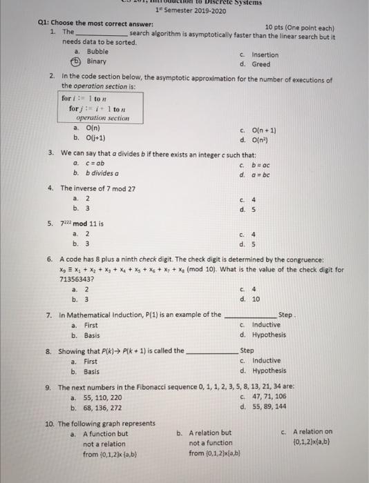 Solved discrete all qutions needed | Chegg.com Solved discrete all qutions needed | Chegg.com