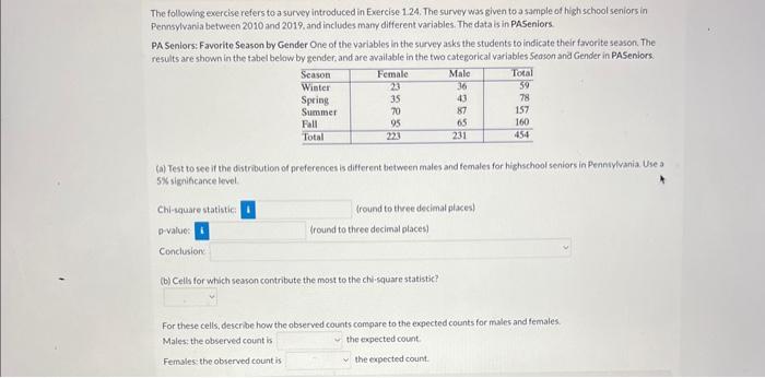 Solved The following exercise refers to a survey introduced | Chegg.com